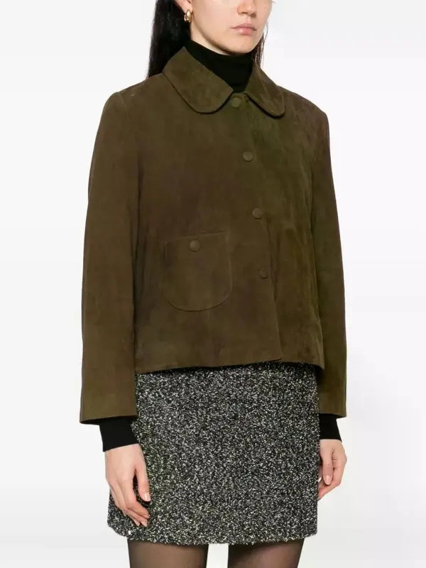 Ba&sh Classic-collar Leather Jacket - Green