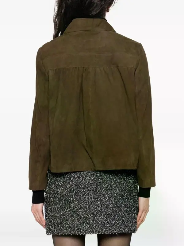 Ba&sh Classic-collar Leather Jacket - Green