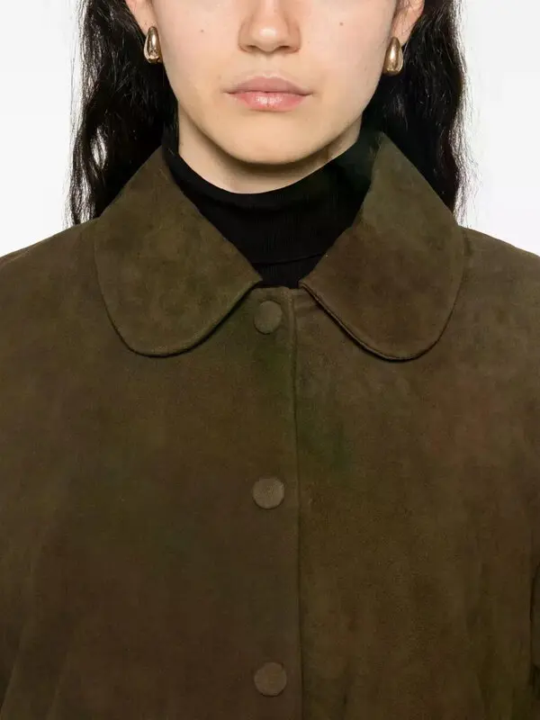 Ba&sh Classic-collar Leather Jacket - Green
