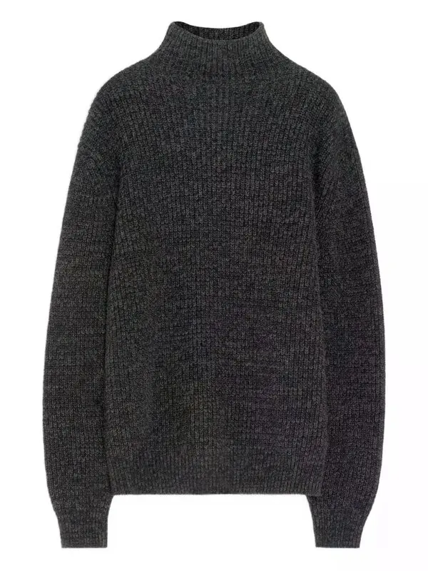 LEMAIRE High-neck Ribbed Knit Sweater - Black