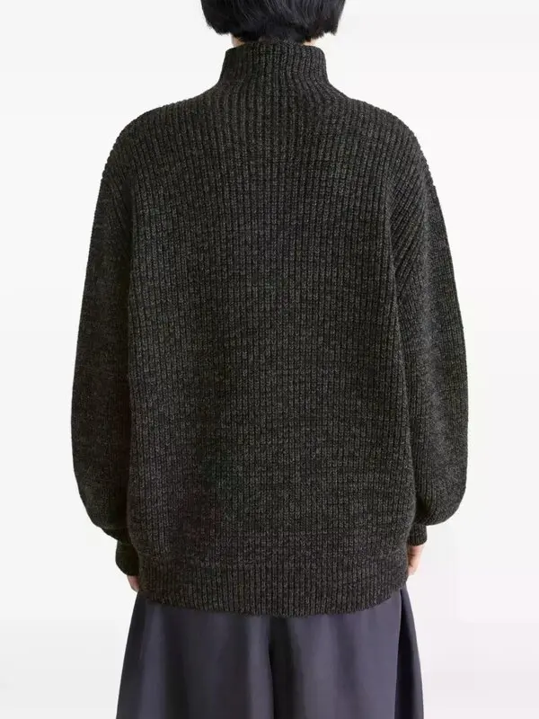 LEMAIRE High-neck Ribbed Knit Sweater - Black