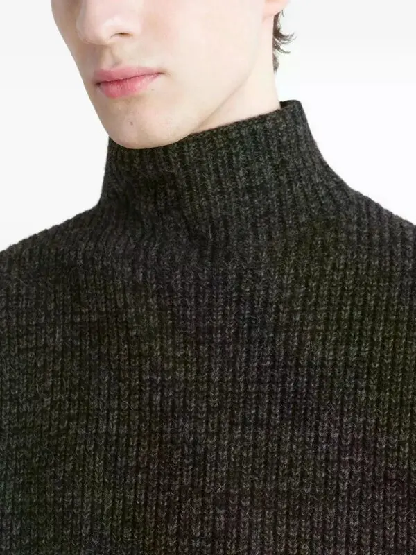LEMAIRE High-neck Ribbed Knit Sweater - Black