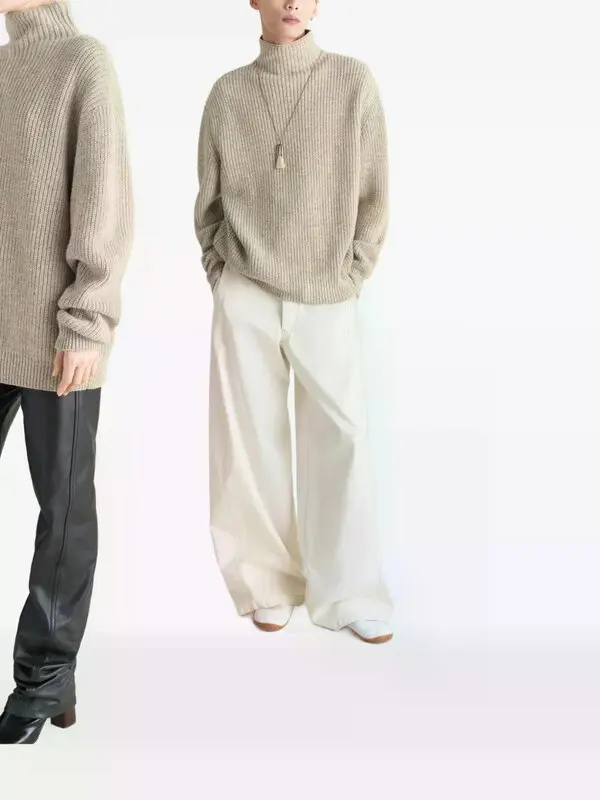 LEMAIRE High-neck Ribbed Sweater - Neutrals