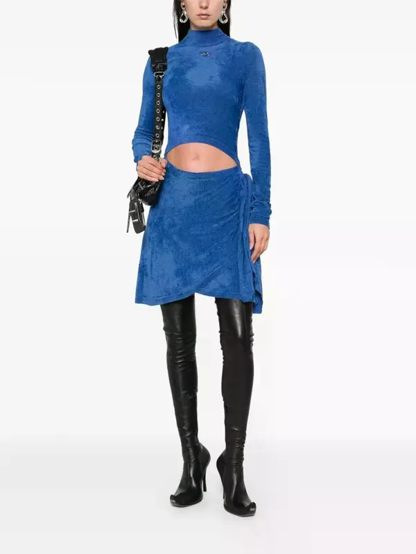 DIESEL® Mock-neck Tie-front Dress - Blue