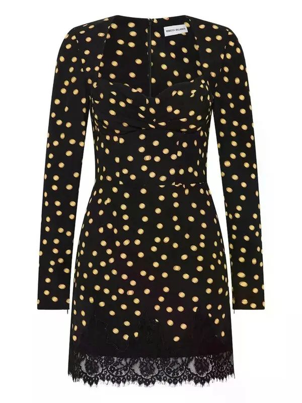 Rebecca Vallance Millie Polka-dot Lace-trimmed Mini Dress - Black