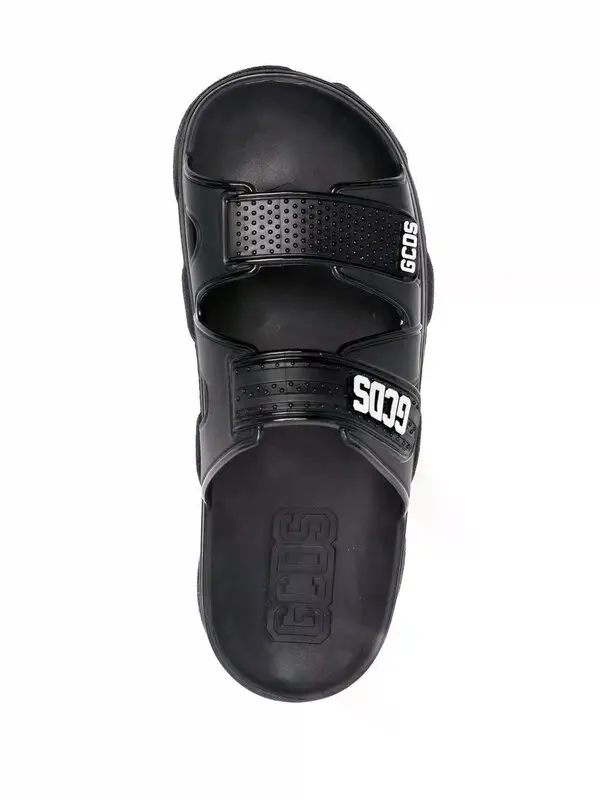 Gcds Logo-strap Sandals - Black