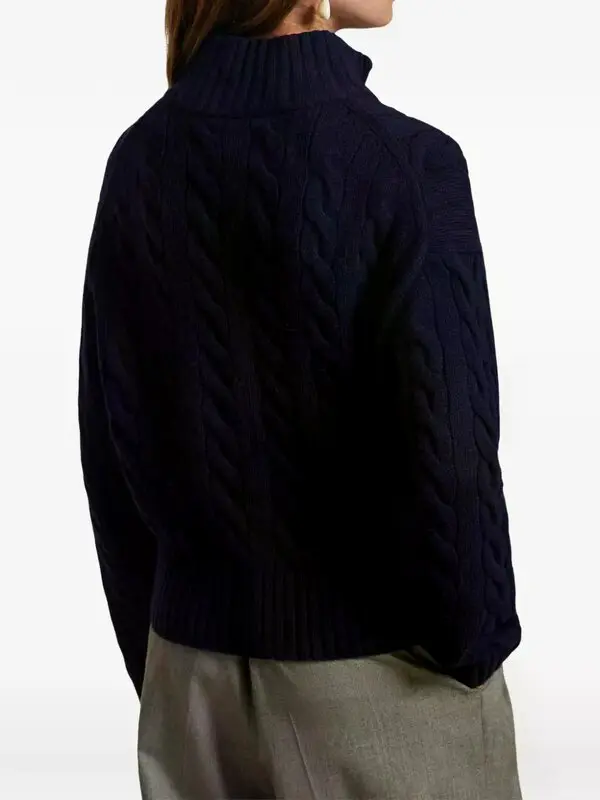 Polo Ralph Lauren Navy Cable-knit Quarter-zip Sweater