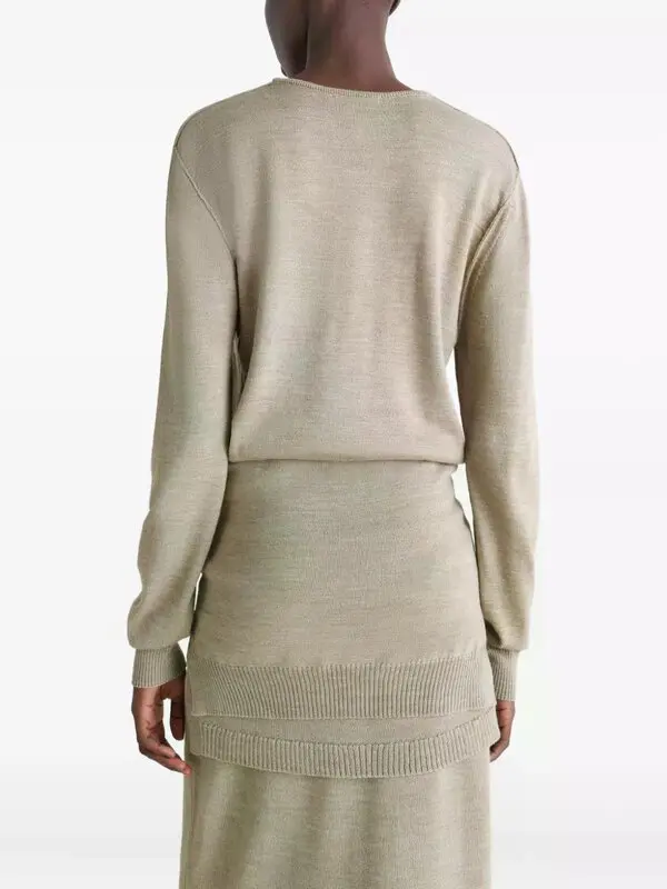 LEMAIRE Trompe L'oeil Wool Jumper - Neutrals