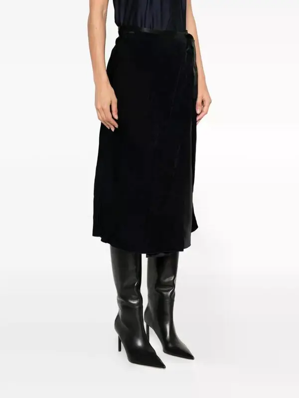 FORTE_FORTE Wrap-design Midi Skirt