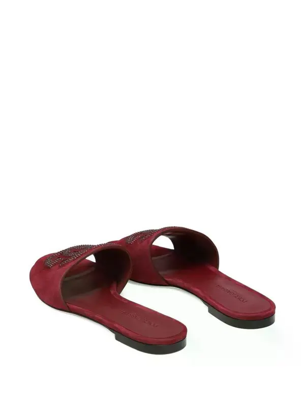 Dolce & Gabbana Embellished Suede Slides - Red