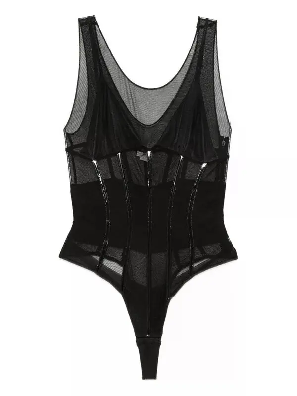 Elisabetta Franchi Mesh-paneled Bodysuit - Black