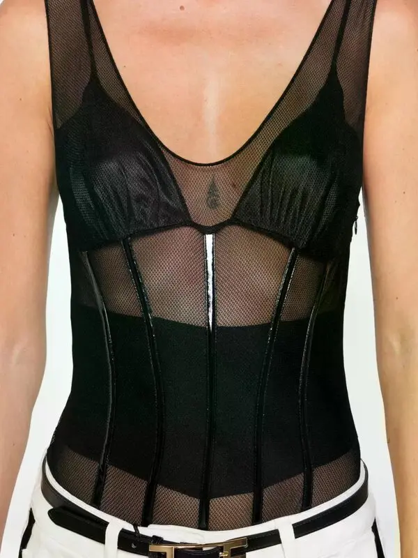 Elisabetta Franchi Mesh-paneled Bodysuit