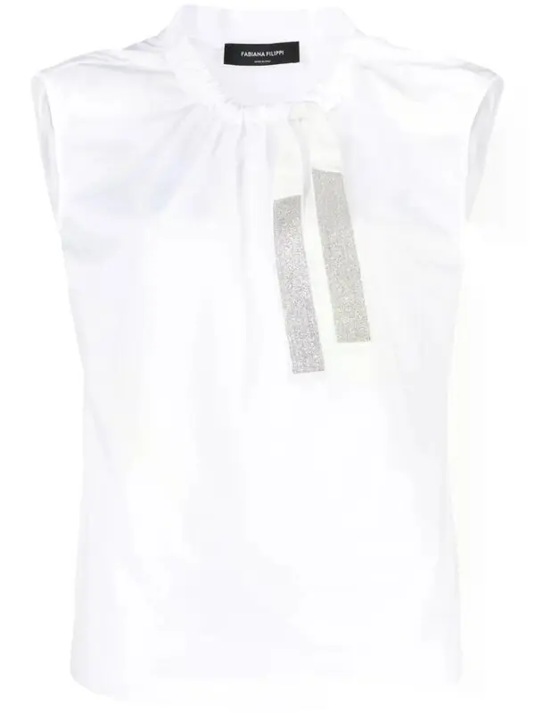 Fabiana Filippi Cotton Drawstring Tank Top - White