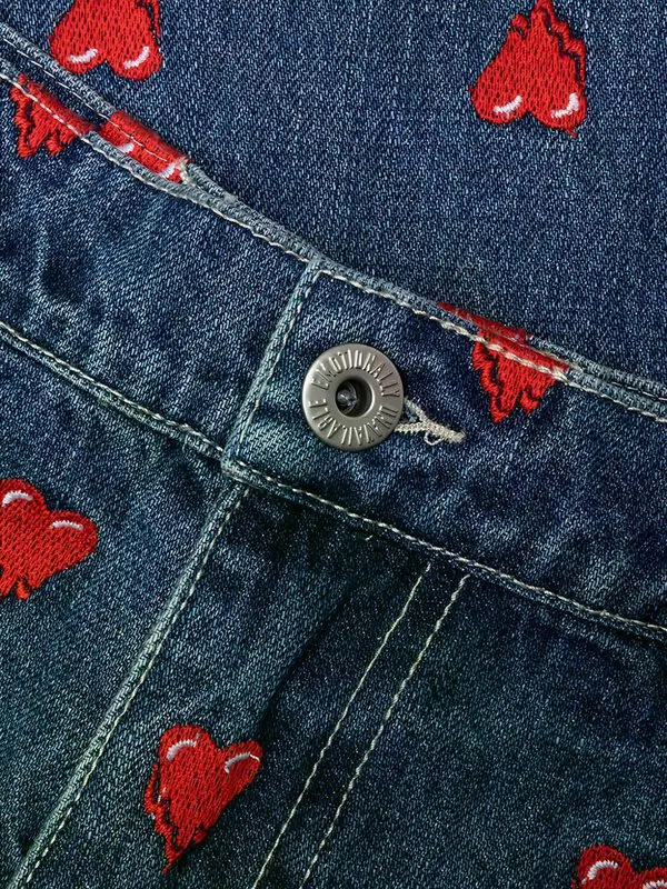 EMOTIONALLY UNAVAILABLE Heart-pattern Straight Leg Jeans