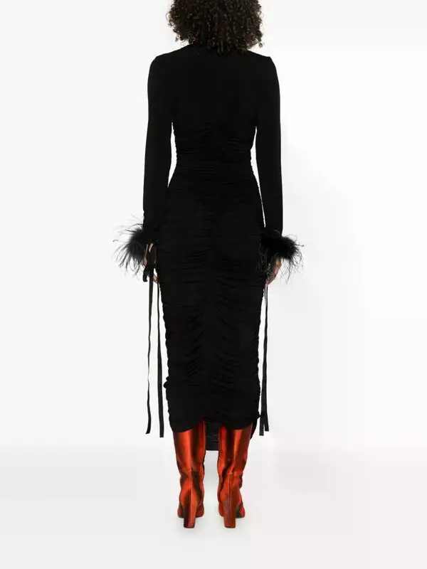 Pinko Feather-trim Midi Dress
