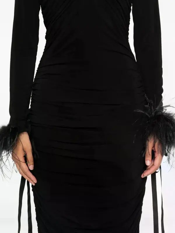 Pinko Feather-trim Midi Dress