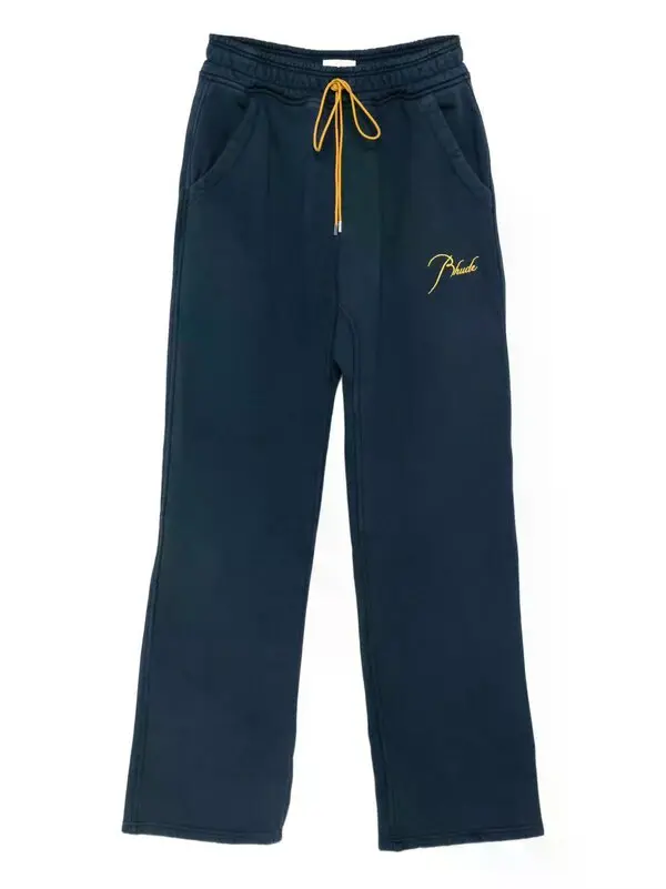Rhude Embroidered-logo Drawstring Trousers - Blue