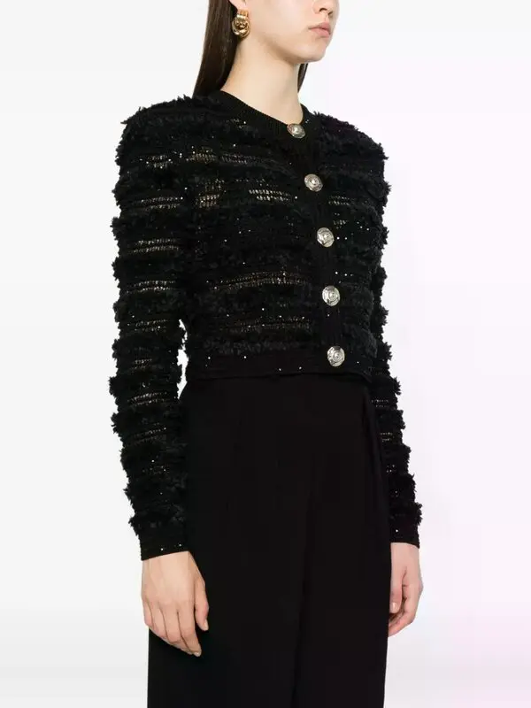 Balmain Sequin-embellished Cropped Cardigan