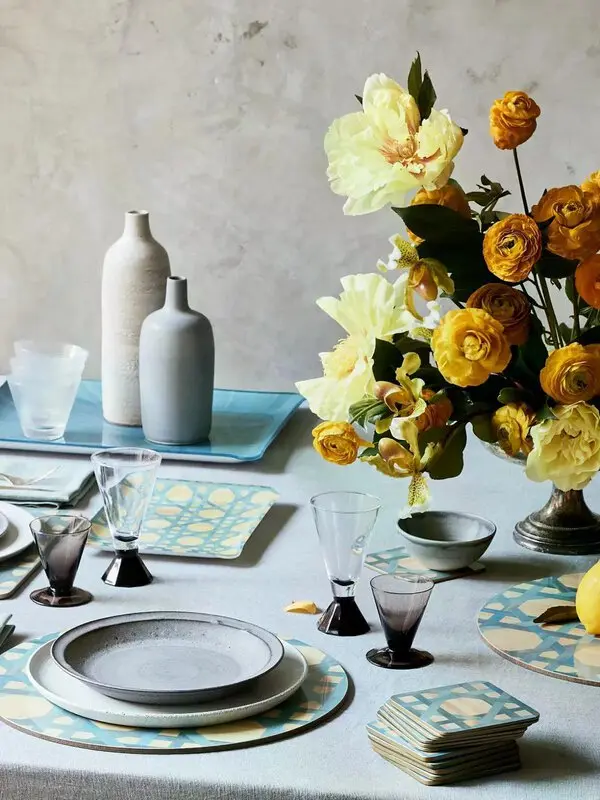 HESTIALIVING Epoch Rectangular Bamboo-pattern Tablemats