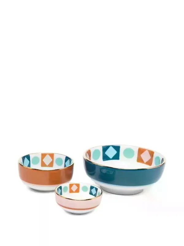 La DoubleJ Geometric-pattern Porcelain Bowl - Brown