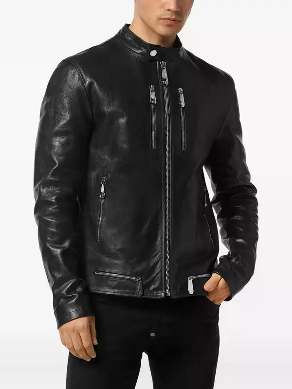 Philipp Plein Leather Zip-front Jacket