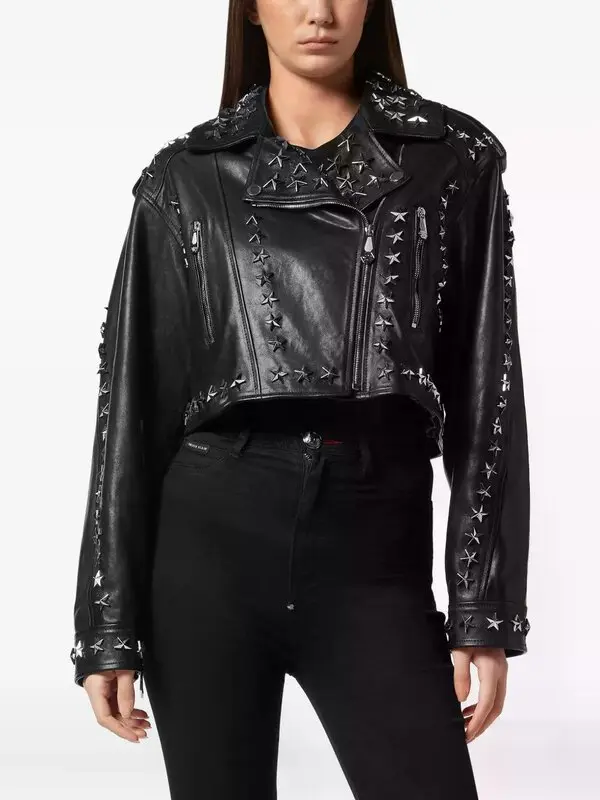 Philipp Plein Star Studded Biker Jacket