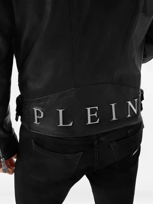 Philipp Plein Shearling-collared Biker Jacket