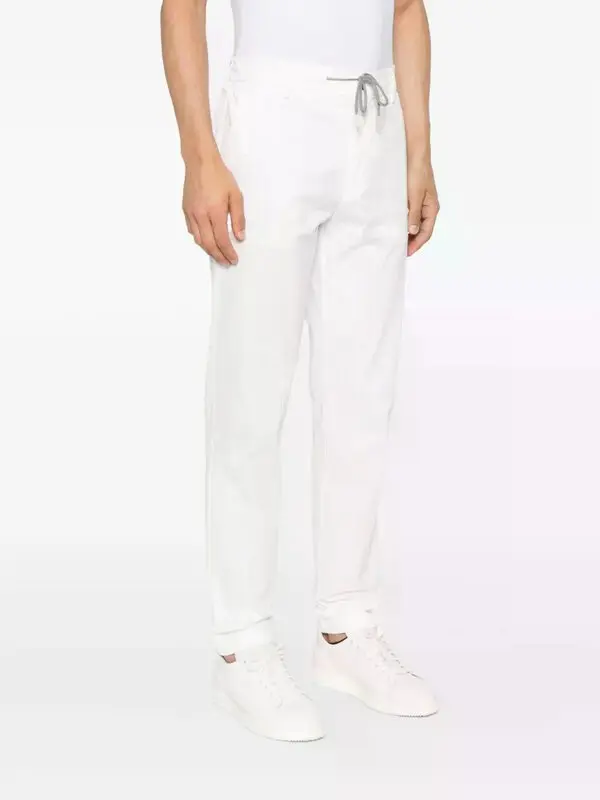 Eleventy Drawstring Cotton-blend Trousers - White