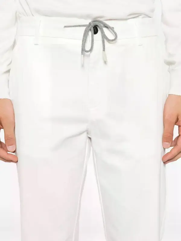 Eleventy Drawstring Cotton-blend Trousers - White