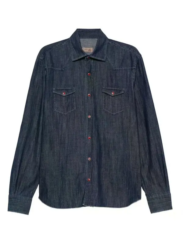 BARBA NAPOLI Chest-pocket Denim Shirt - Blue