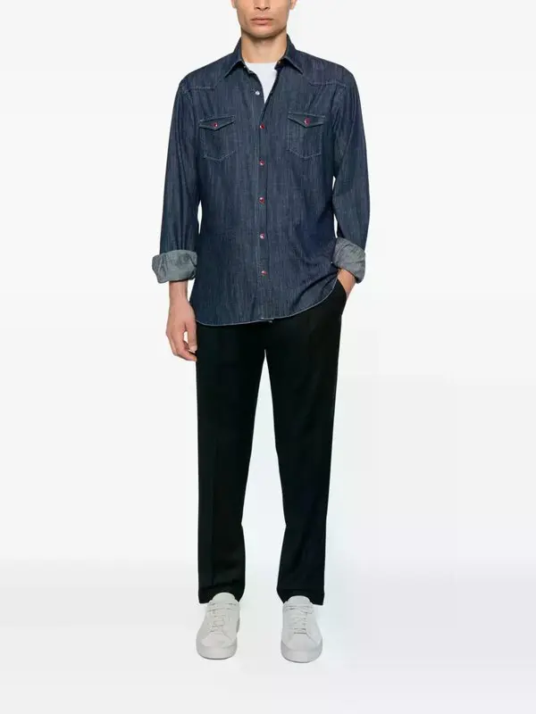 BARBA NAPOLI Chest-pocket Denim Shirt - Blue