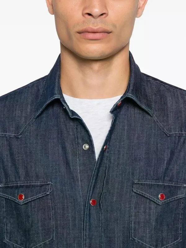 BARBA NAPOLI Chest-pocket Denim Shirt - Blue