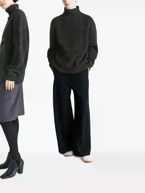 LEMAIRE High-neck Ribbed Knit Sweater - Black