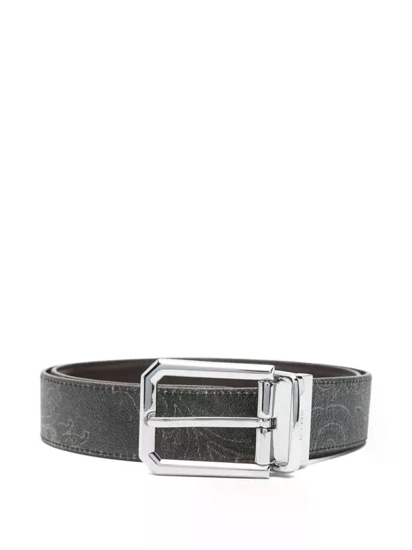 Etro Paisley-pattern Leather Belt - Black