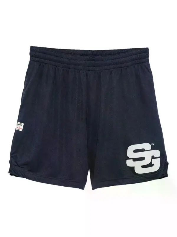 SUMMER GAMES Logo-print Mesh Shorts - Blue