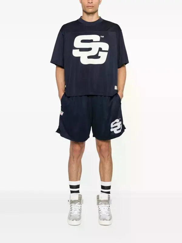 SUMMER GAMES Logo-print Mesh Shorts - Blue