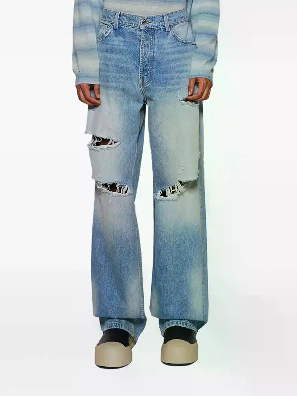 NAHMIAS Ripped Stonewashed Jeans