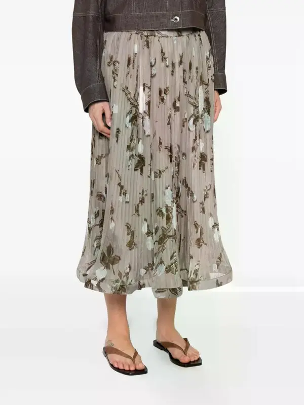 P.a.r.o.s.h Floral Print Pleated Skirt
