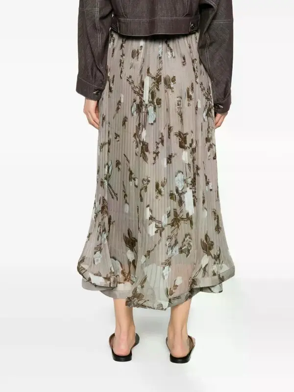 P.a.r.o.s.h Floral Print Pleated Skirt