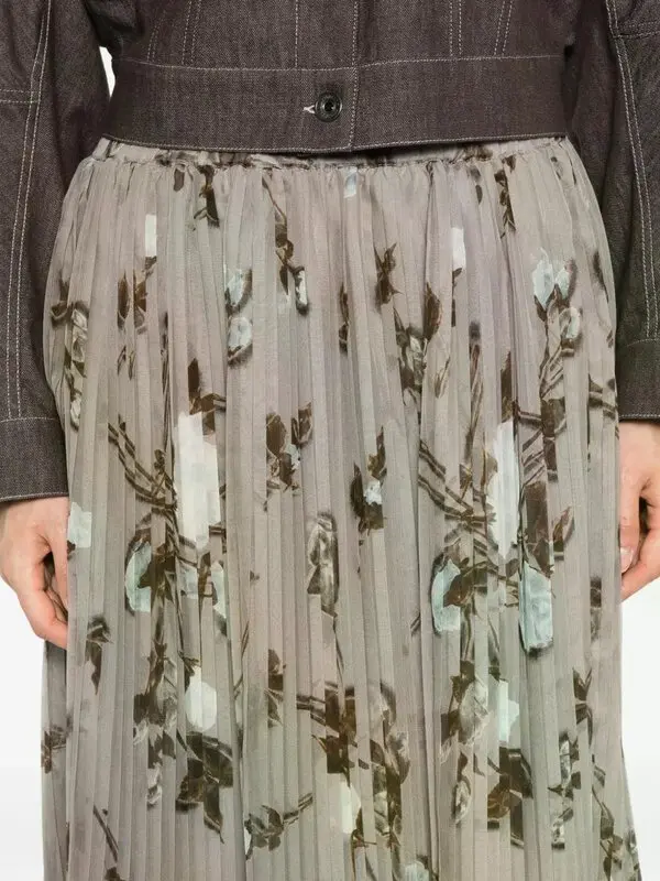 P.a.r.o.s.h Floral Print Pleated Skirt