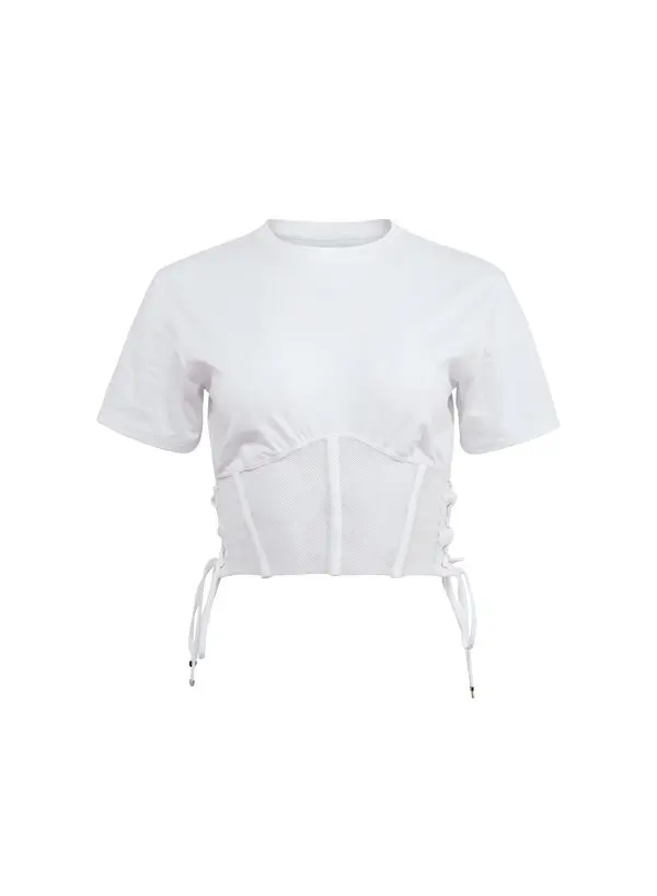 FLEUR DU MAL Sabrina Corset T-shirt - Ivory