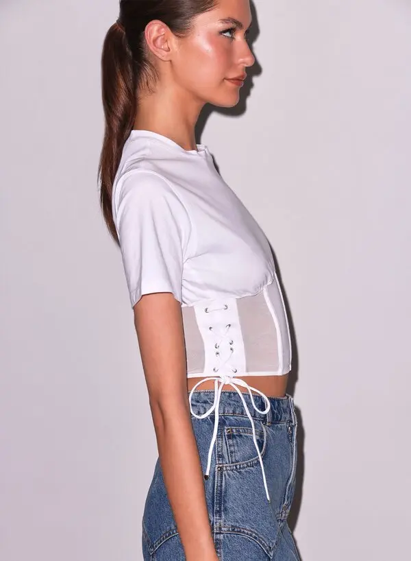 FLEUR DU MAL Sabrina Corset T-shirt - Ivory