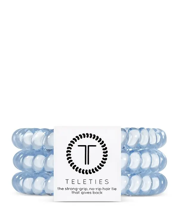 TELETIES Small Hair Ties Pack Of 3 - Washed Denim