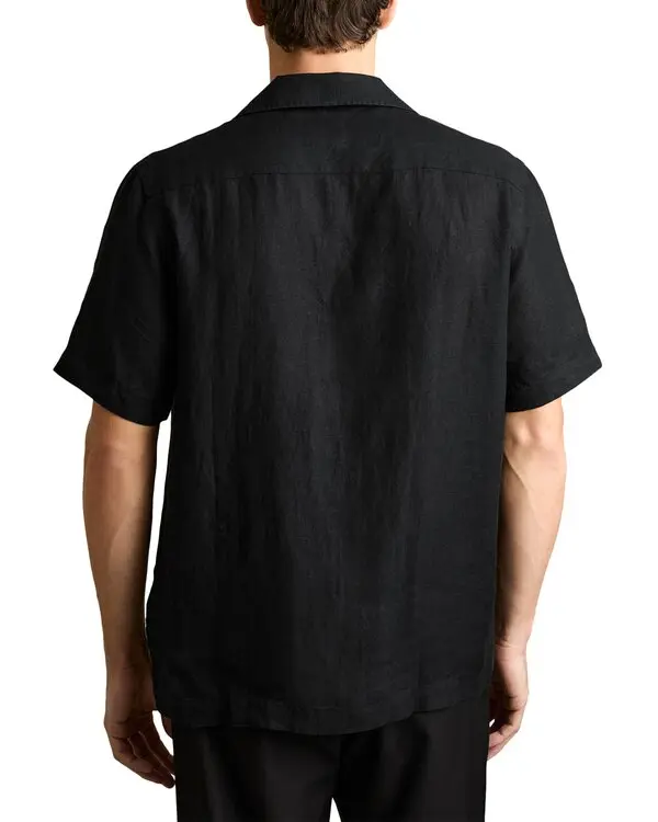 REISS Beldi Oversized Textured Camp Shirt - Black