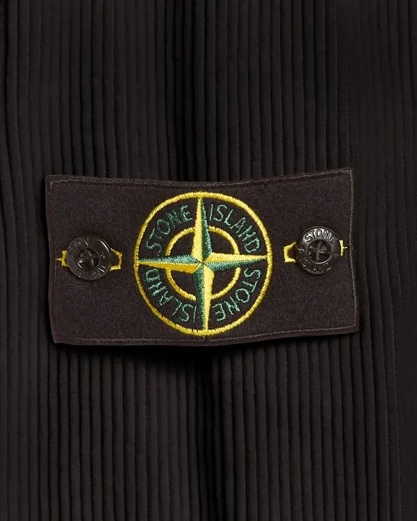Stone Island Corduroy Snap Front Shirt - Black