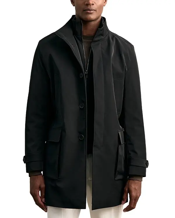 REISS Hybrid Overcoat With Removable Interior - Black
