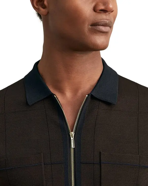 REISS Baxter Zip Front Short Sleeve Shirt
