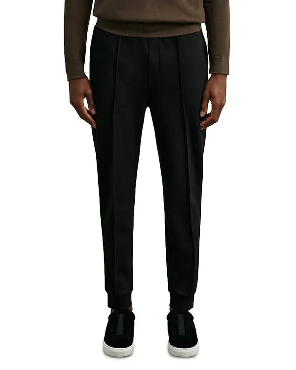 REISS Premier Interlock Drawstring Jogger Pants - Black
