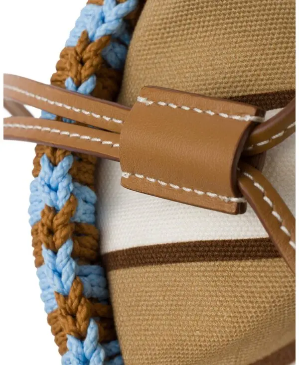 Prada Wicker Bucket Bag - Tan/light Blue