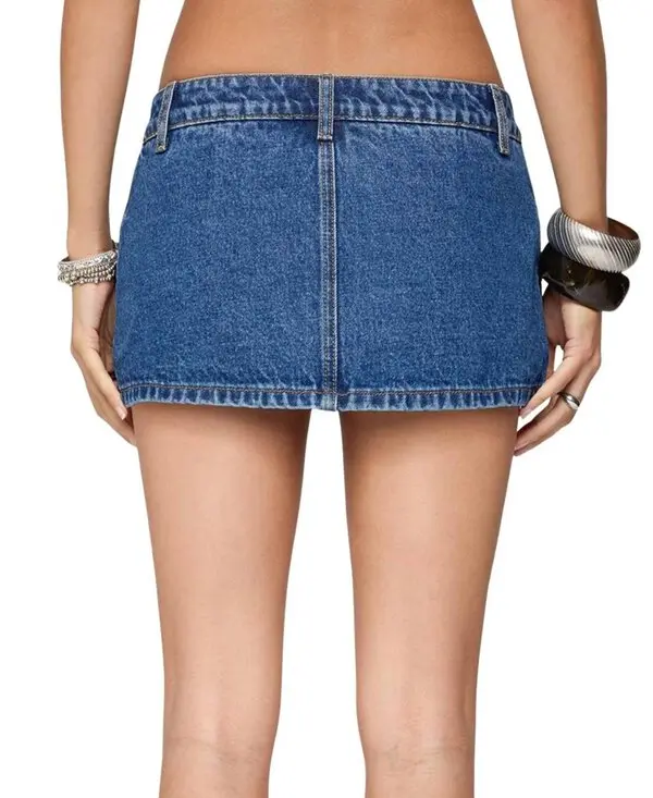 EDIKTED Studded Grommet Denim Mini Skort